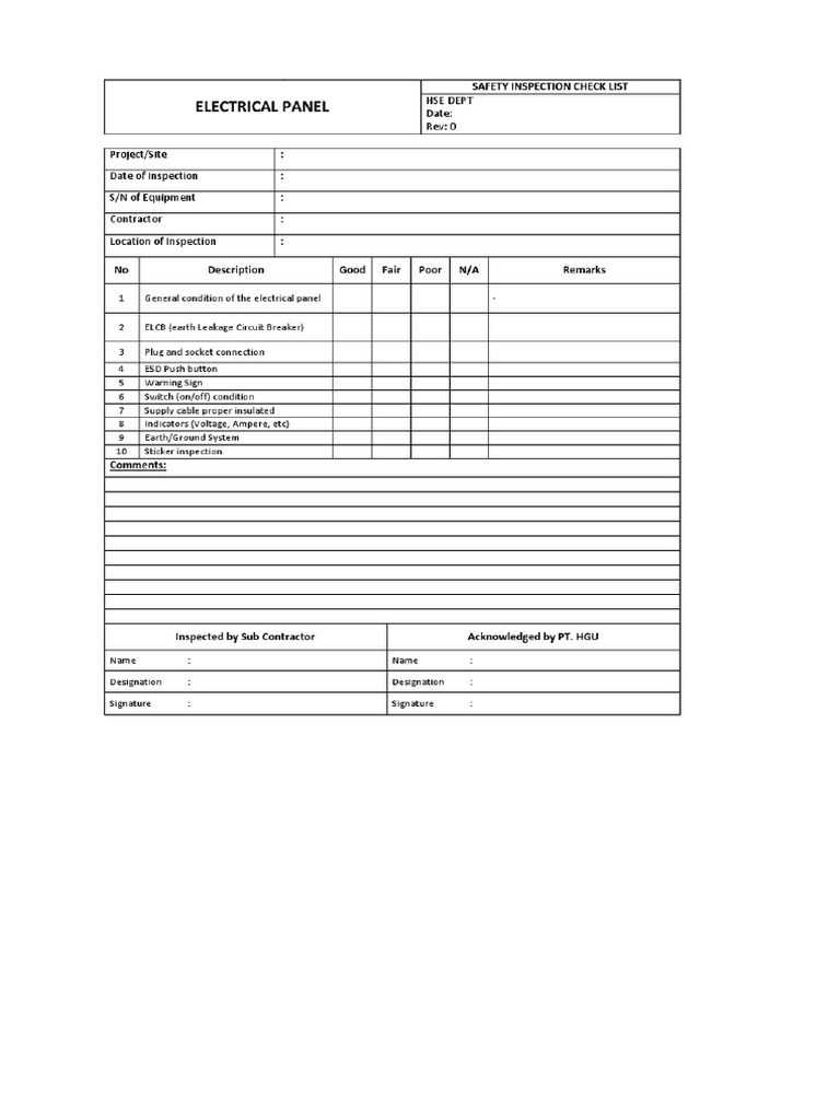 Checksheet Maintenance Panel Instrument | PDF
