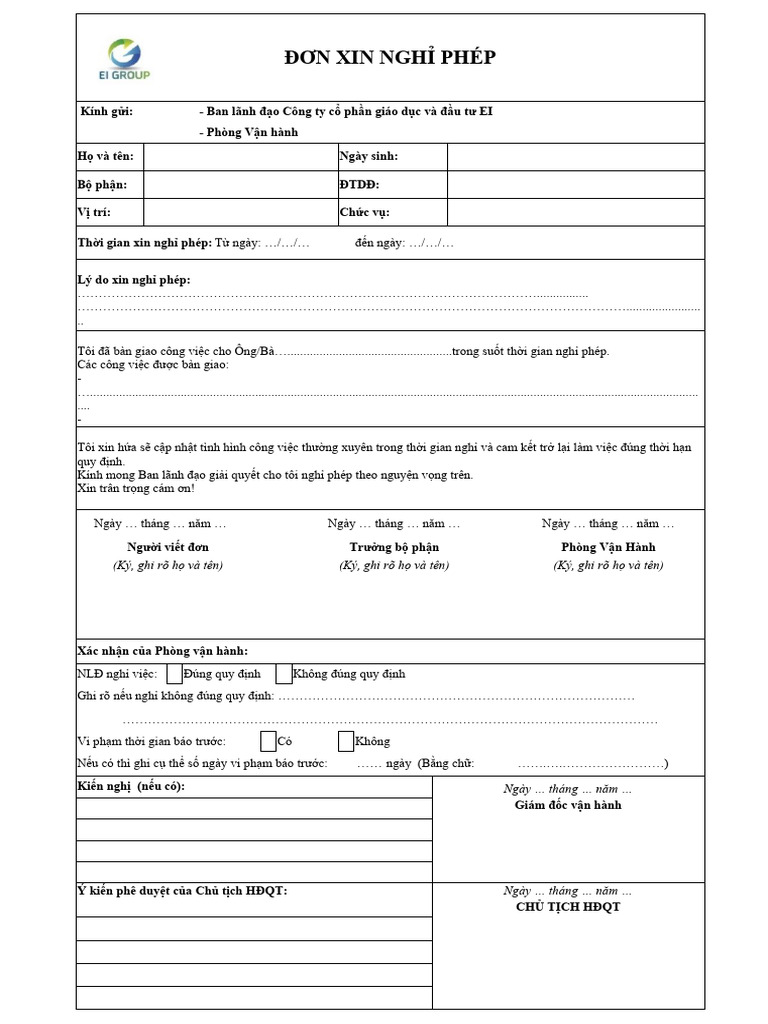 Mau Xin Nghi Phep | PDF