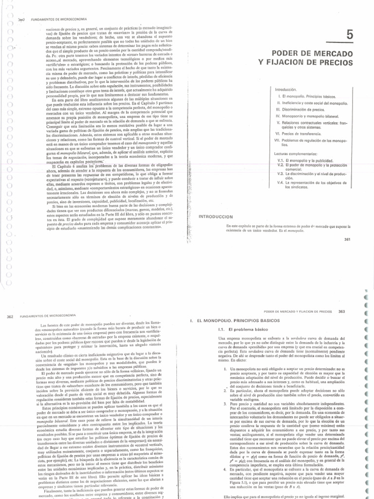 FT 5 Poder de Mercado y Fijacion de Precios | PDF