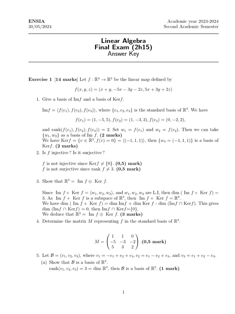 Final_exam_linear_algebra_2024_corrigé (3) | Download Free PDF | Eigenvalues And Eigenvectors ...