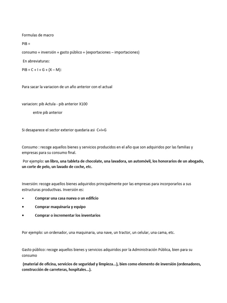 Formulas de macro | Descargar gratis PDF | Producto Interno Bruto | Gastos gubernamentales