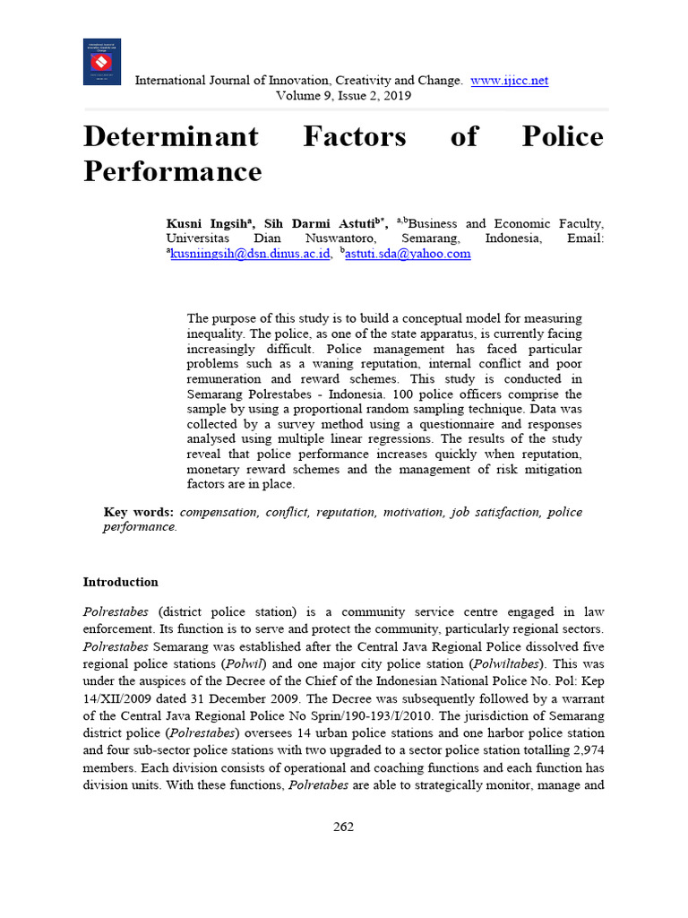 IJICC - 2019 - Police Performance | PDF | Job Satisfaction | Employment