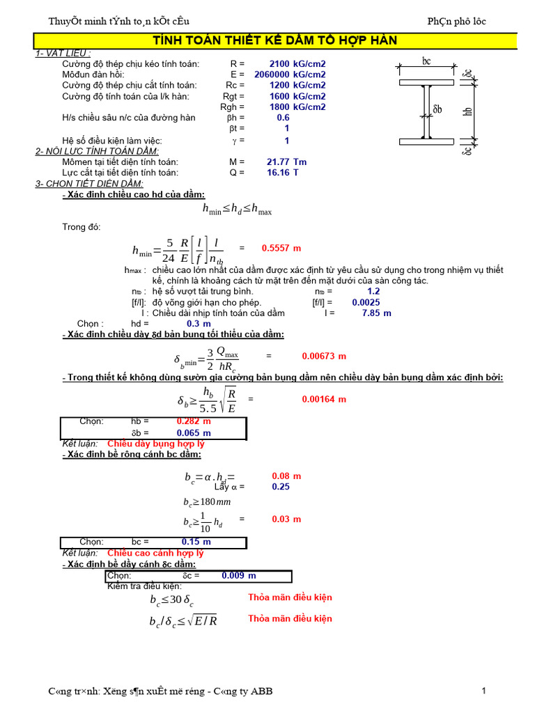 Excel Tính kết cấu thép | PDF