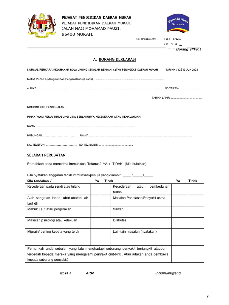 Borang Deklarasi Sppk1 Pdf
