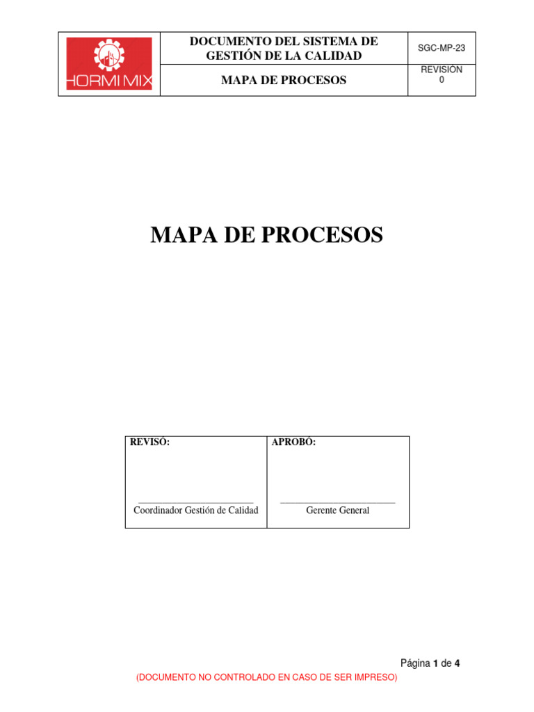 Mapa de Procesos Hormimix FFF | PDF | Calidad (comercial) | Gestión de la calidad