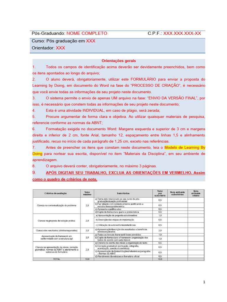 Formulário padrão_LBD | Download grátis PDF | Framework de software