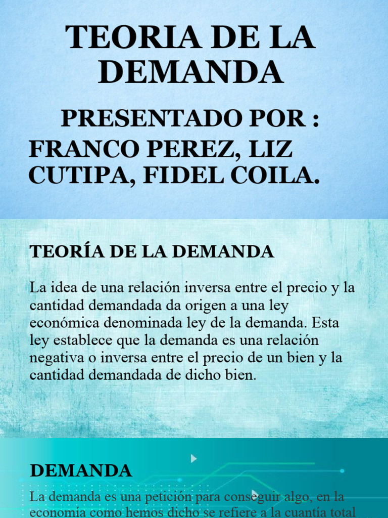 Teoria de La Demanda | PDF | Oferta y demanda | Mercado (economía)