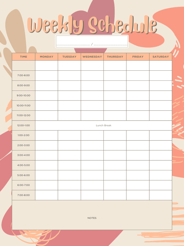 Weekly Schedule Planner | PDF | Wellness