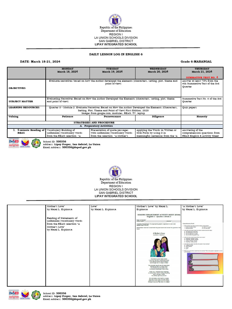 English 6 Q3 Week 8 | PDF | Narration | Plot (Narrative)