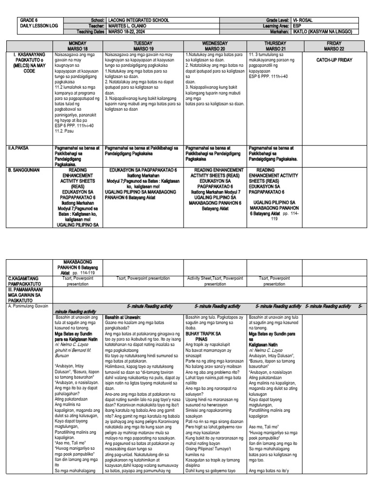 Q3 Esp 6 Week 8 | PDF