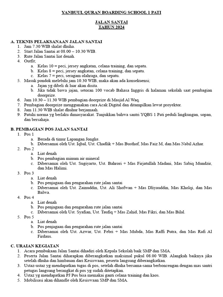 Teknis Pelaksanaan Jalan Santai | PDF