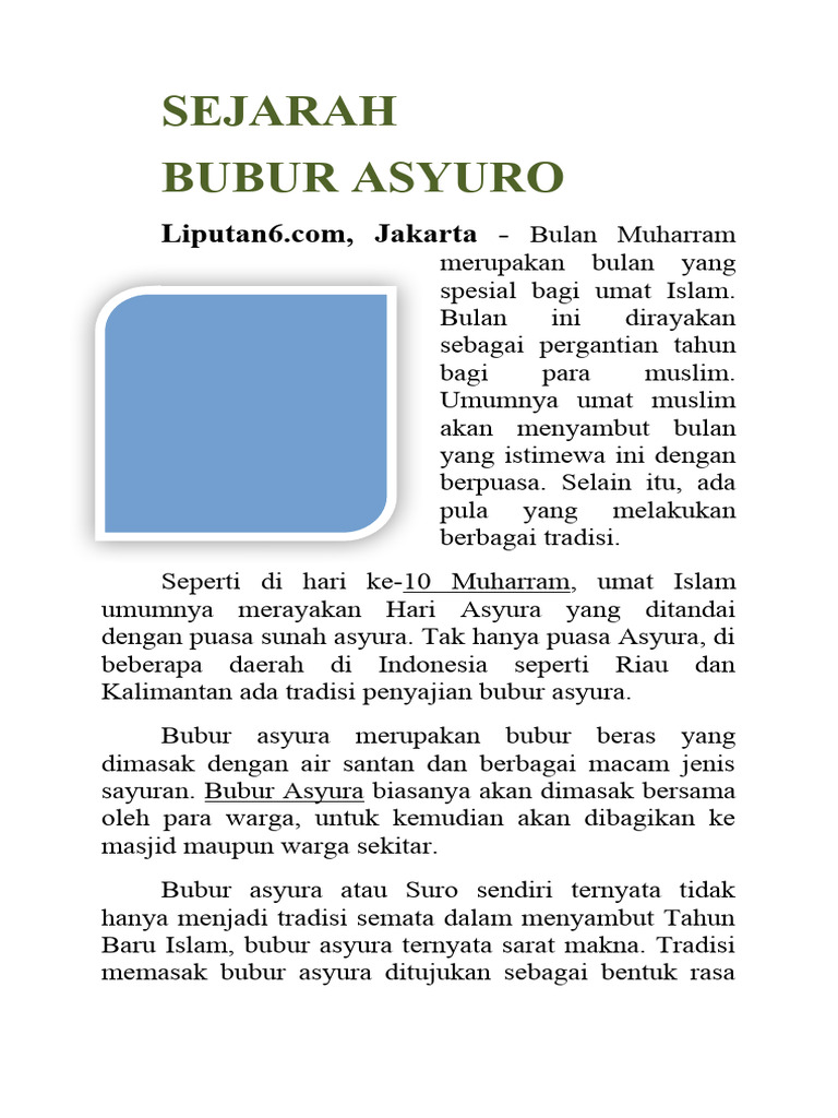 Sejarah BUBUR SYURO | PDF | Ilmu Sosial