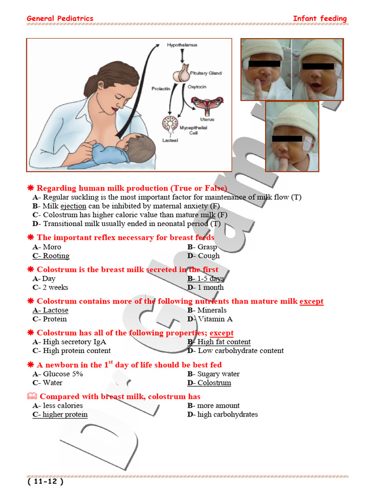 Feeding MCQs & Cases | PDF | Breast Milk | Milk