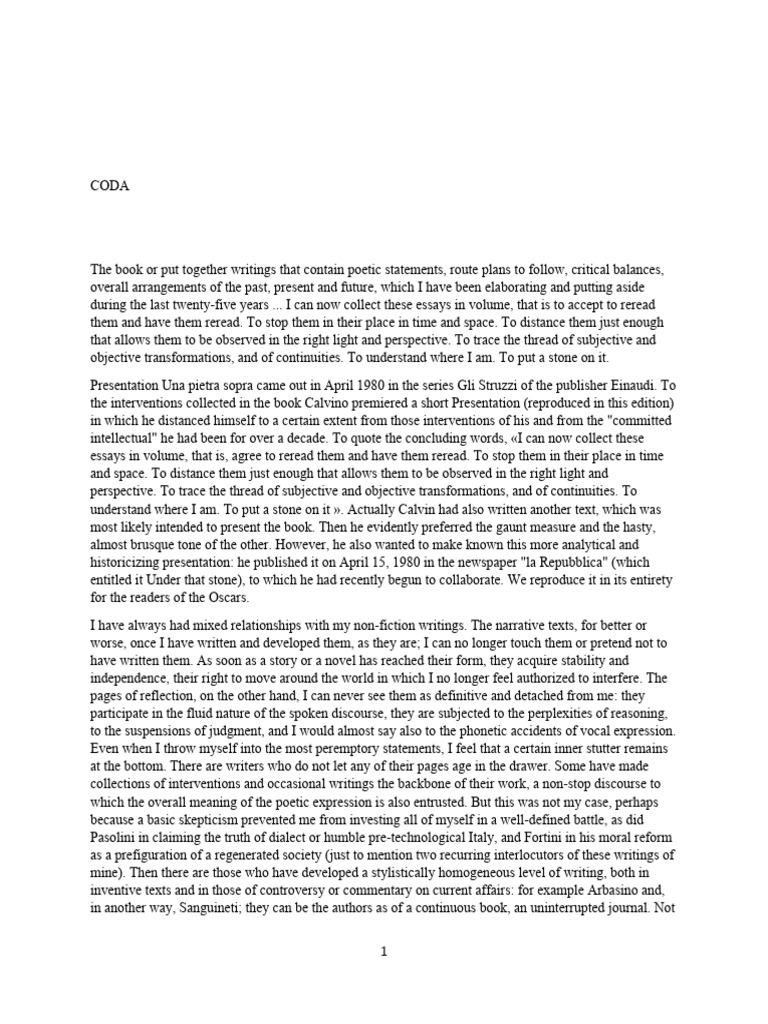 Coda | PDF | Experience | Narration