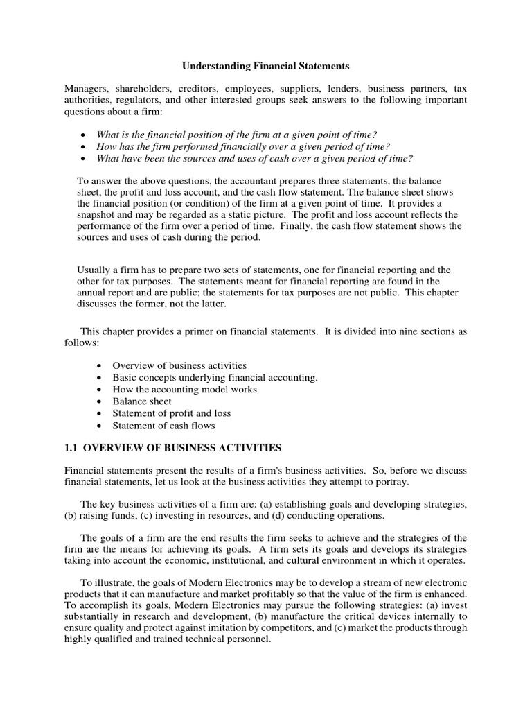 Understanding Financial Statements | PDF | Equity (Finance) | Debits ...