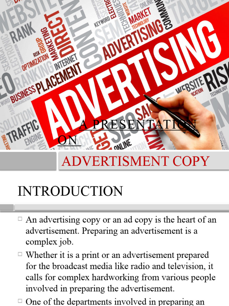 A Presentation On Advertisment | PDF | Advertising | Copywriting