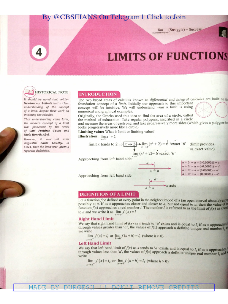 Calculus Core CH 4.limits of Functions @cbseians | PDF