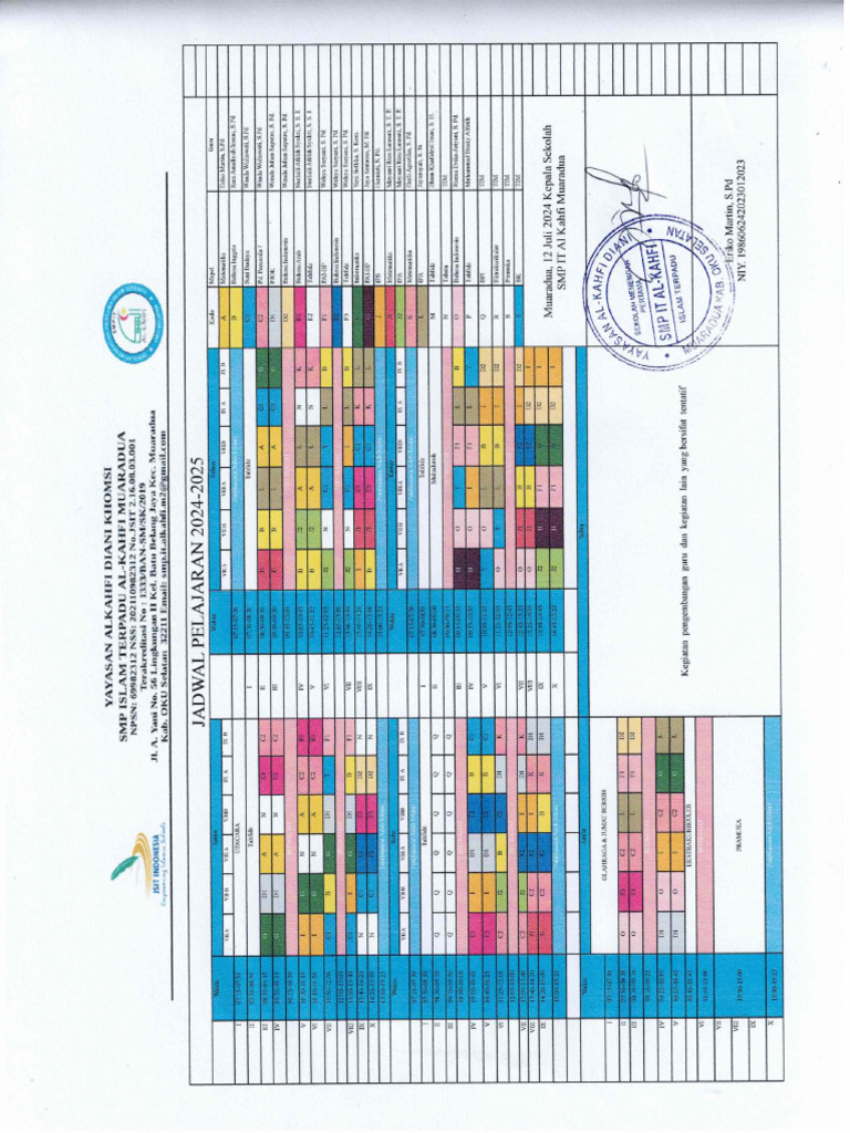 Jadwal Pelajaran Ta 2024 2025 Pdf