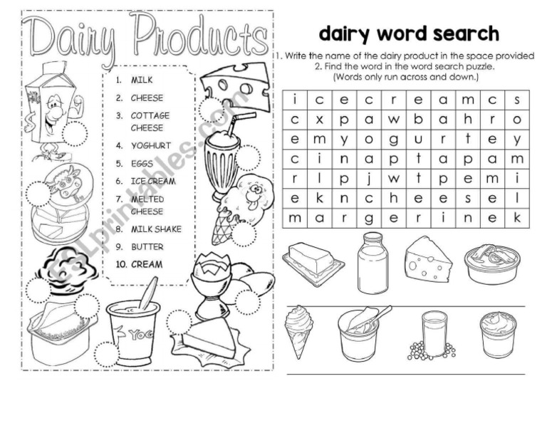 Dairy Word Search | PDF