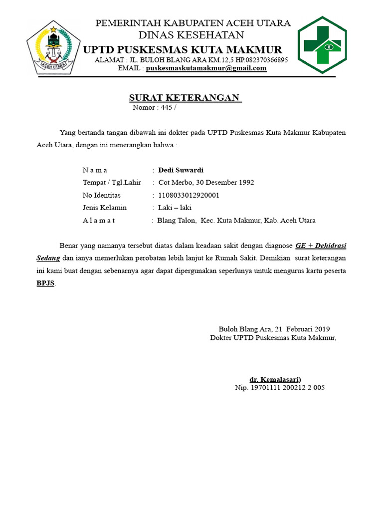SURAT PENGANTAR BPJS | PDF