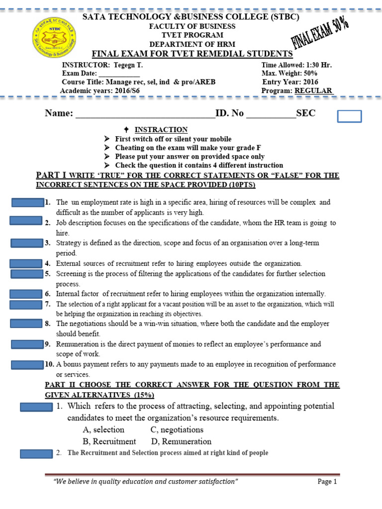 Final For HRM Manage, Rec | PDF | Recruitment | Employment