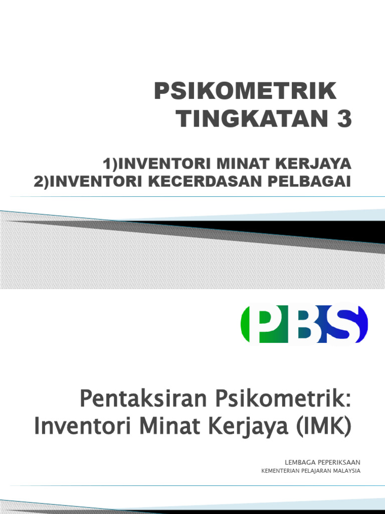 Psikometrik Kerjaya Kecerdasan Pdf