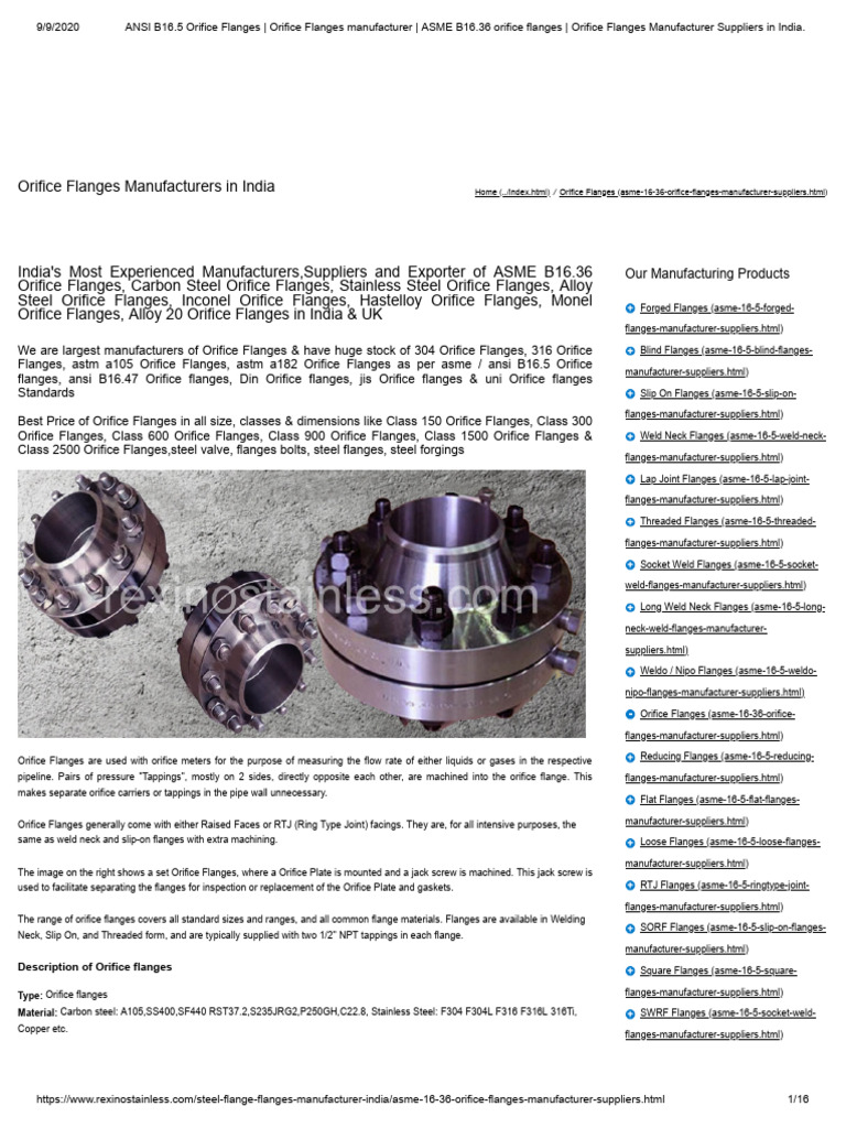 ANSI B16.5 Orifice Flanges - Orifice Flanges Manufacturer - ASME B16.36 Orifice Flanges ...