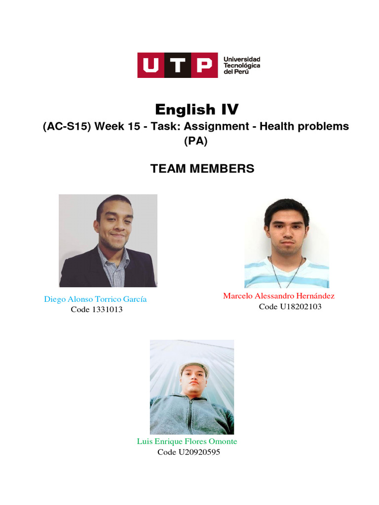 Week 15 - Task, Assignment - Health Problems | PDF | Self-Improvement Week 15 - Task, Assignment - Health Problems | PDF | Self-Improvement