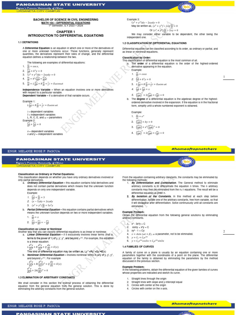 Module-1_Introduction to Differential Equations | Download Free PDF ...