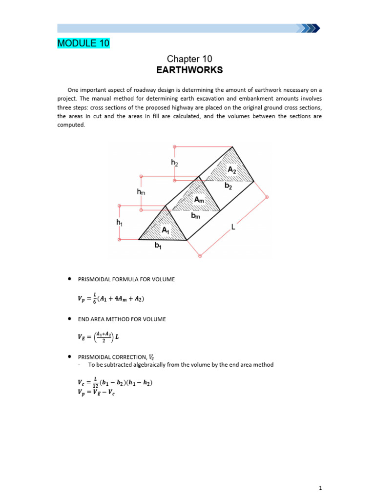 Module 10_EARTHWORKS | PDF | Area | Volume