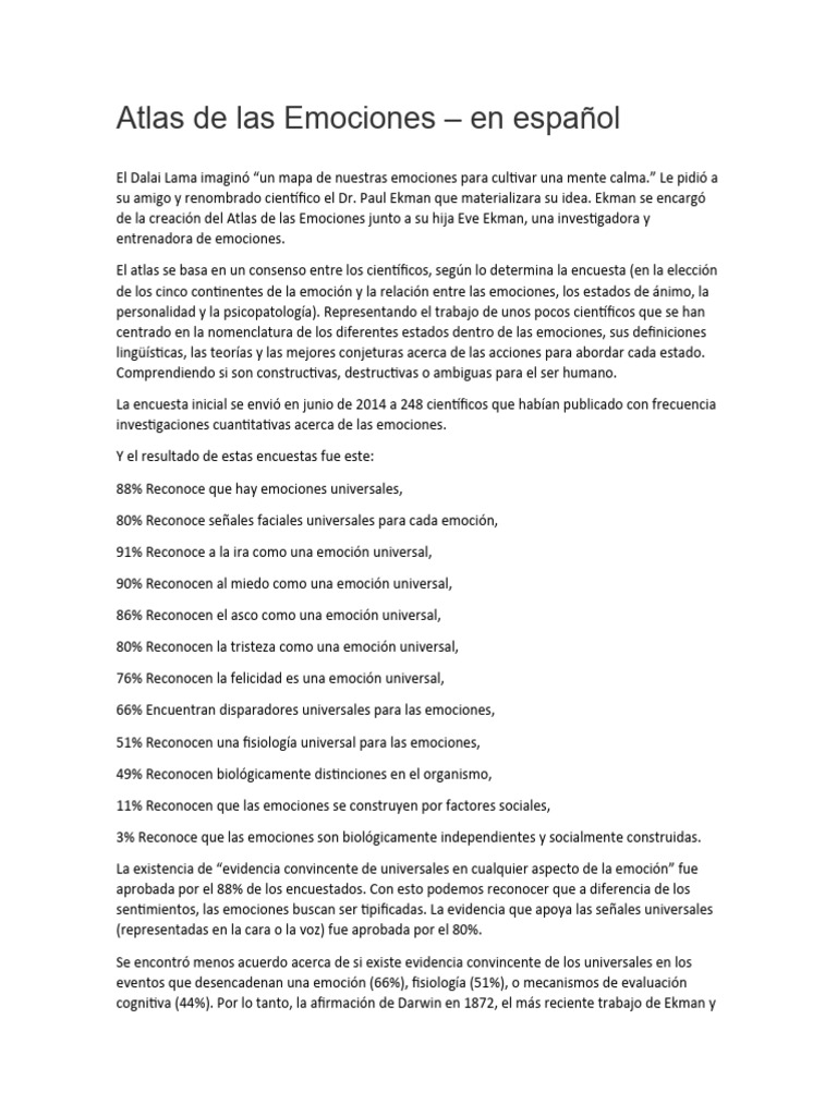 Atlas De Las Emociones Pdf Las Emociones Ciencias Del Comportamiento