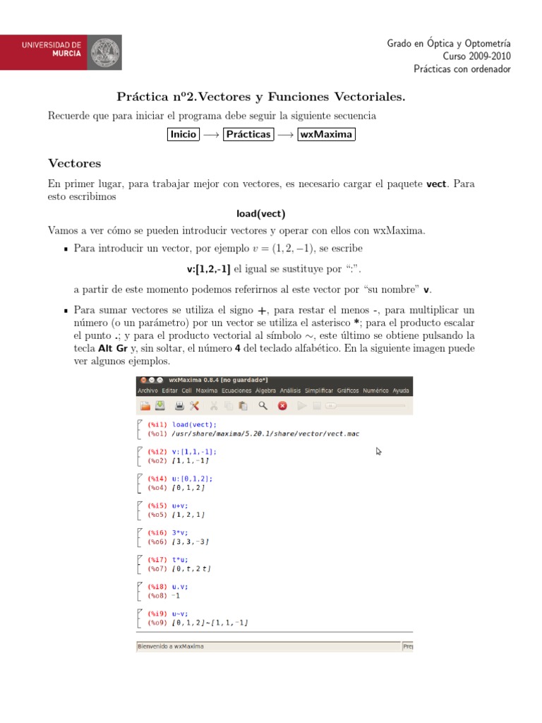 Vectores Maxima | PDF | Vector Euclidiano | Multiplicación