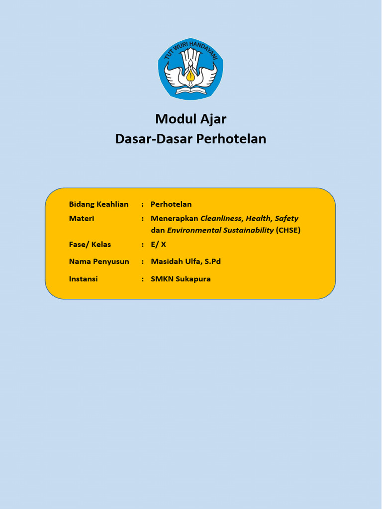 Modul Ajar Dasar Perhotelan - Menerapkan CHSE Di Perhotelan | PDF | Karier & Perkembangan