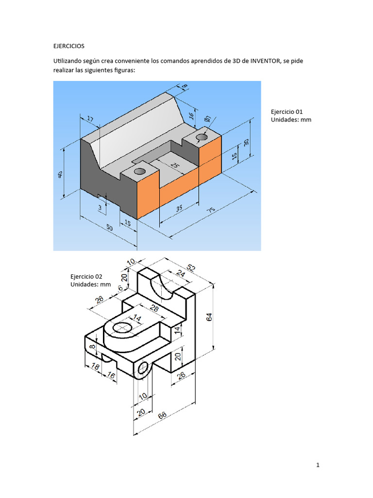 Ejercicios 3D Inventor v2024 | PDF