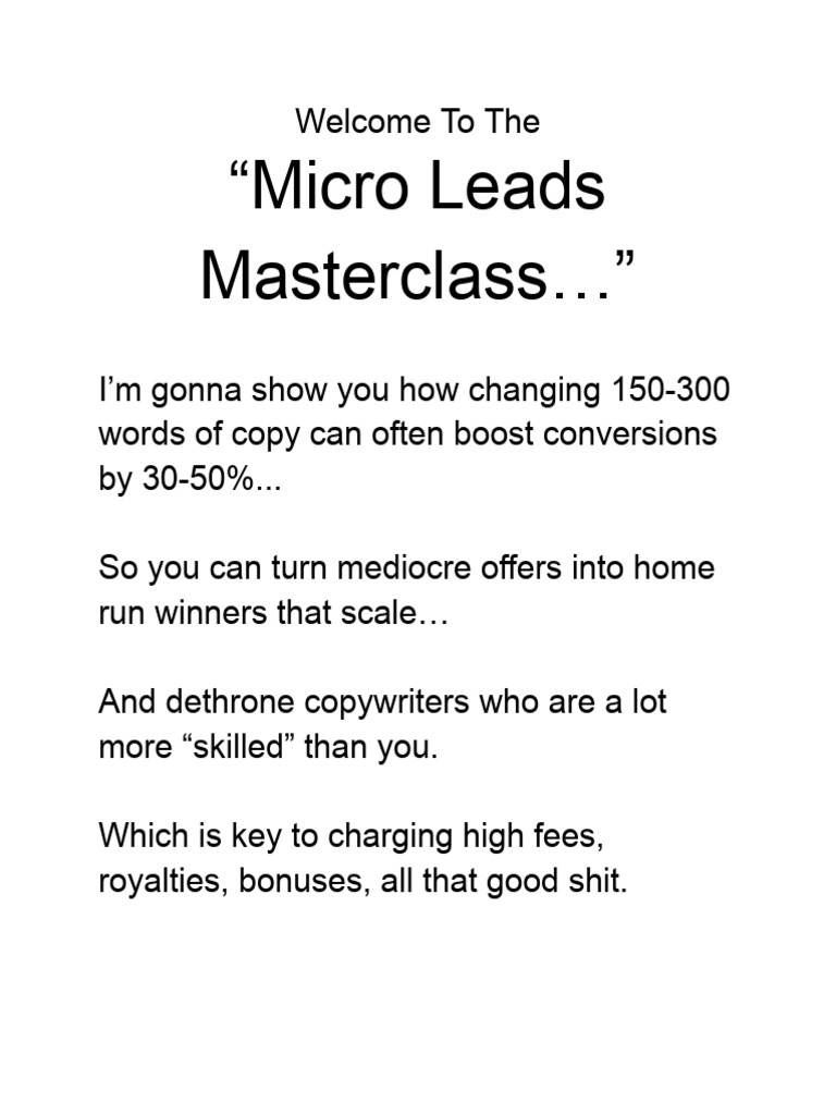 2 Micro Leads Masterclass | PDF | Artificial Intelligence | Intelligence (AI) & Semantics