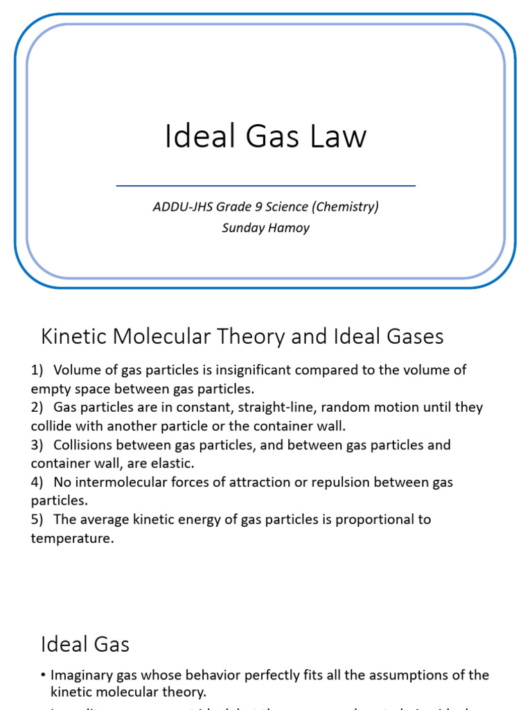 Notes - Ideal Gas Law | PDF | Gases | Temperature