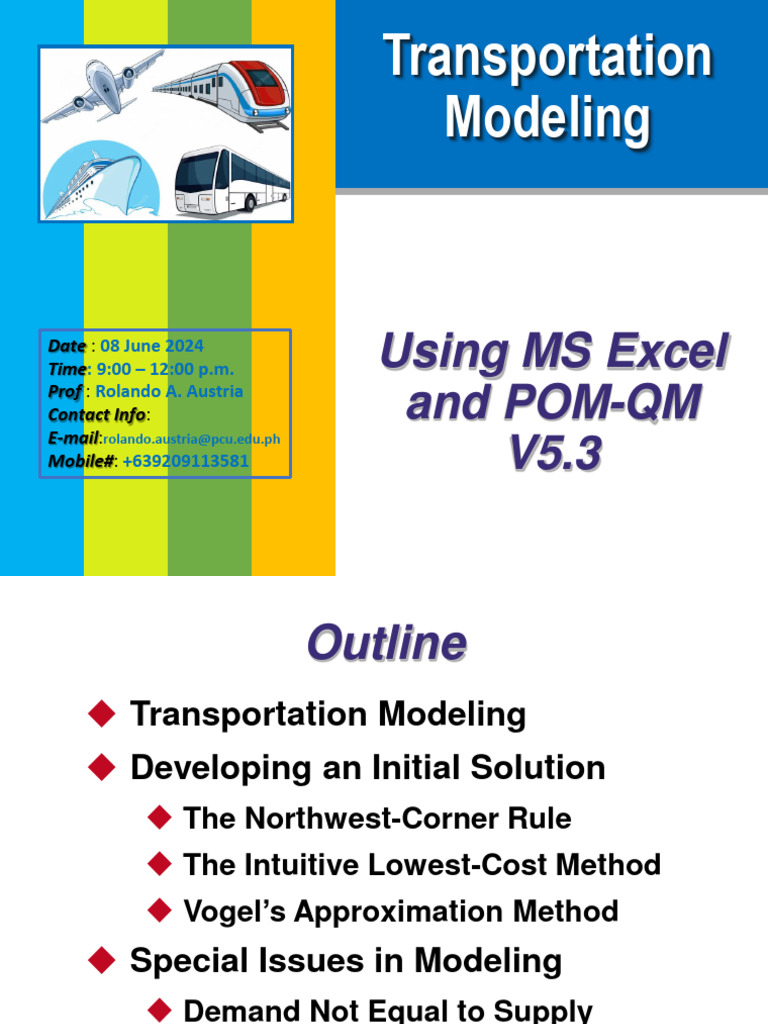 MBA623 MBA 2B9 DASMA ESPINARGrp Transportation - Model | PDF | Computer Science | Computational ...