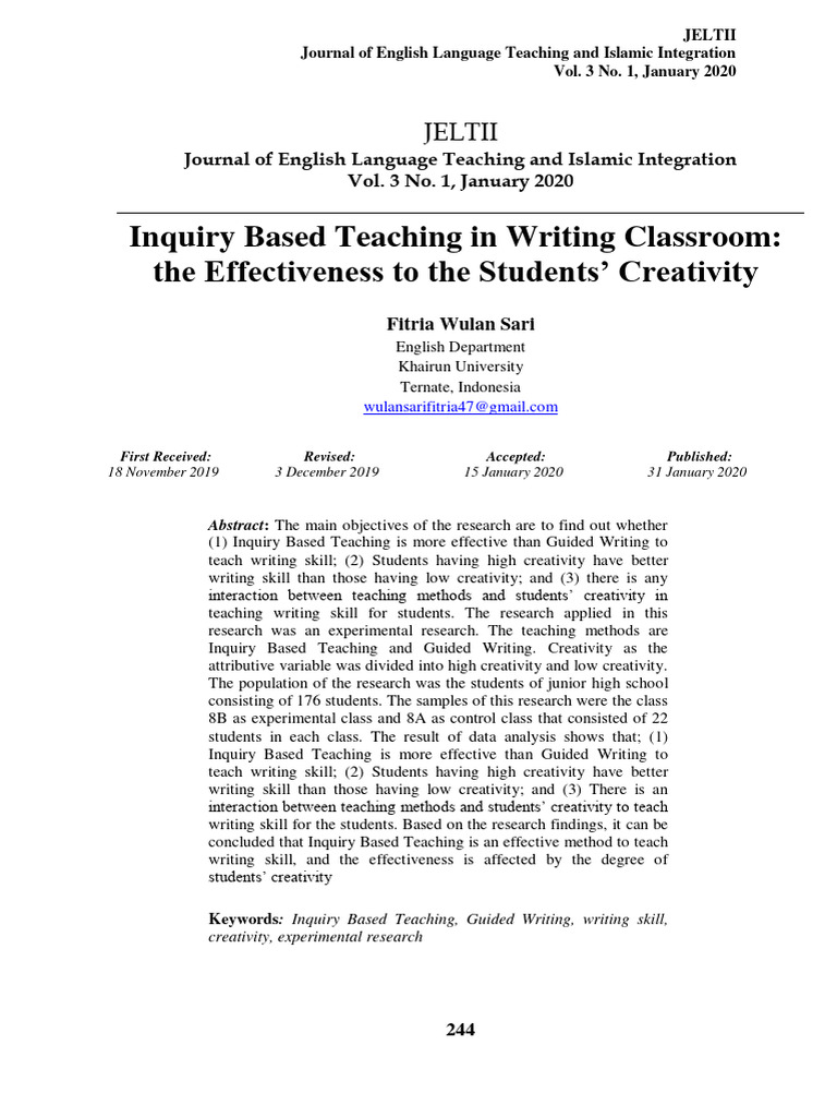 Inquiry Based Teaching in Writing Classroom | PDF | Inquiry Based ...