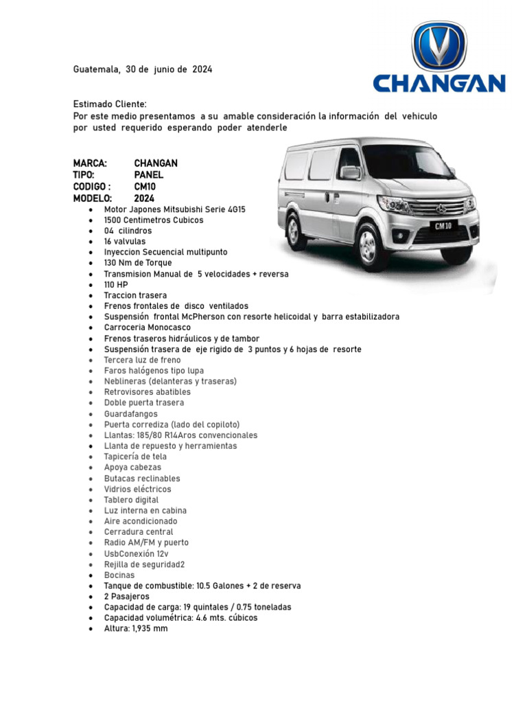 Panel Changan CM10 2024 | PDF
