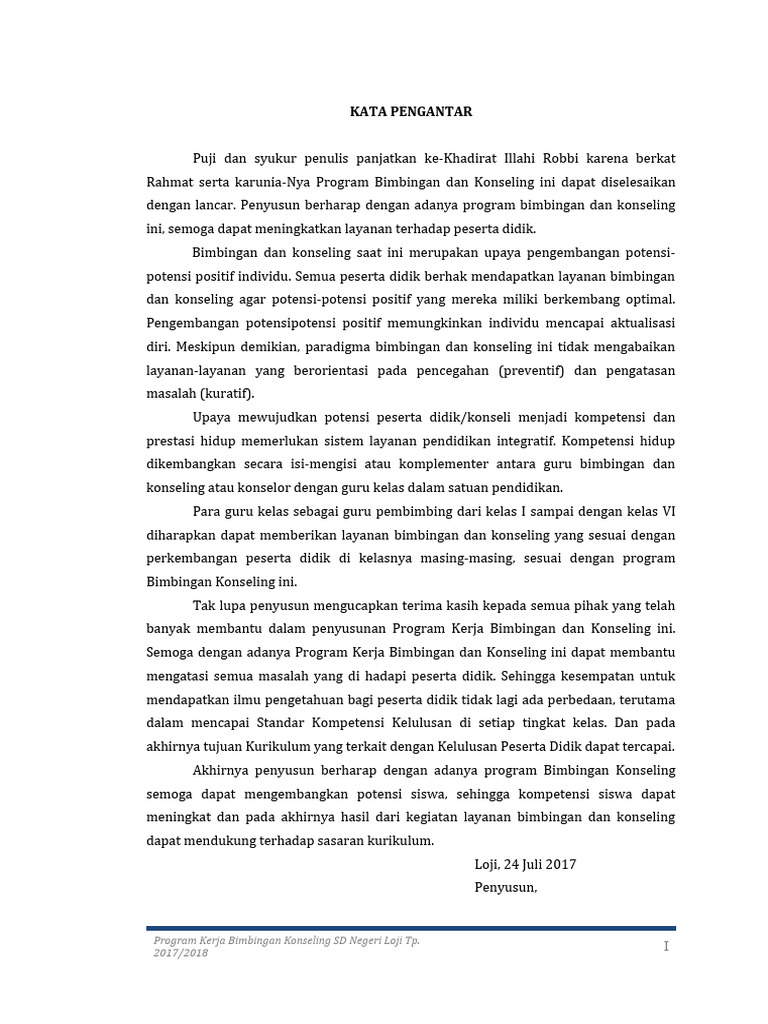 7.2 Kata Pengantar Program Kerja BK 17-18 | PDF