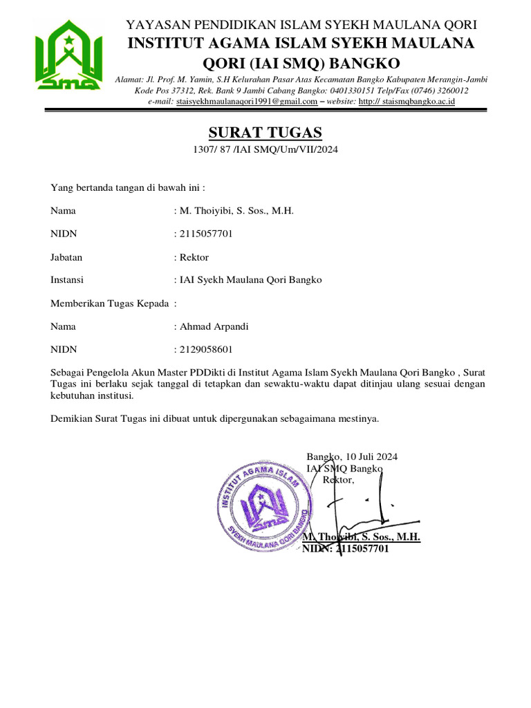 Surat Tugas Pengelola Akun MASTER PDDIKTI | PDF