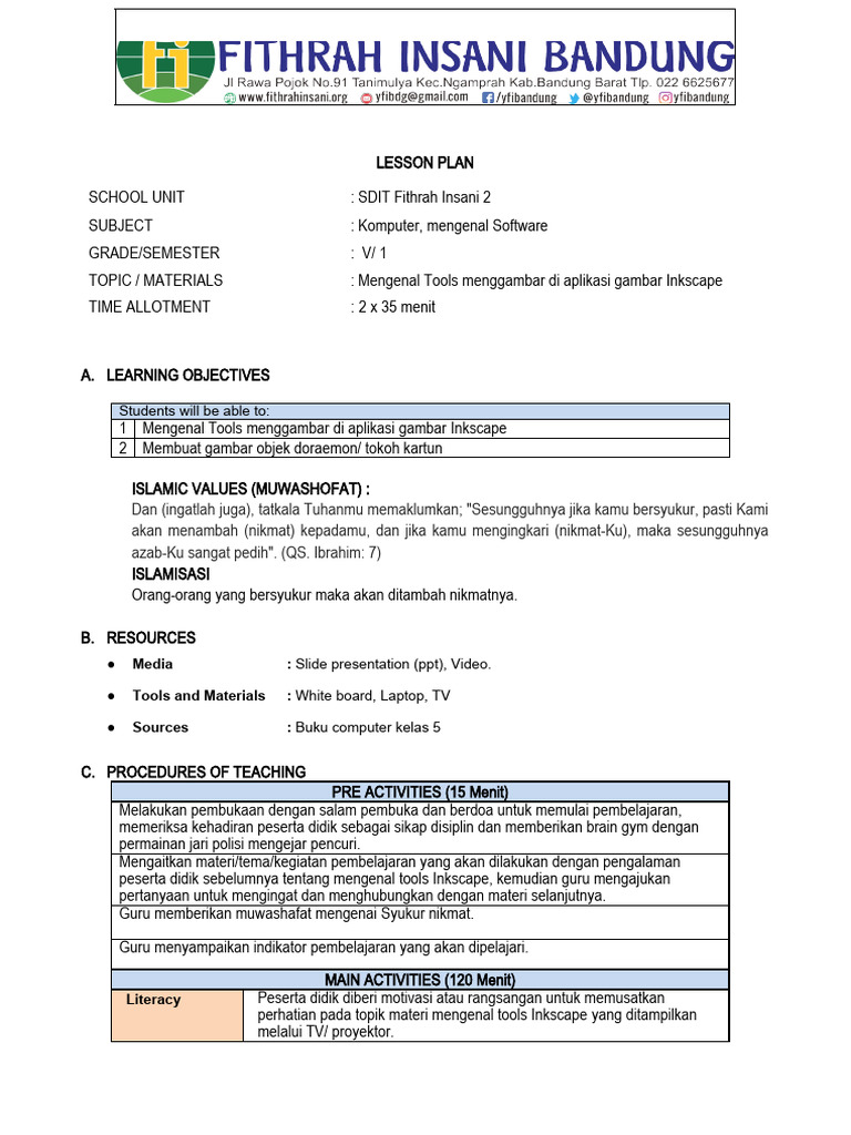 Format Lesson Plan (Modul Ajar) K13 - Komputer Kelas 5 SMT 1 Pertemuan 3 (Gust Kemal-SDIT FI 2 ...