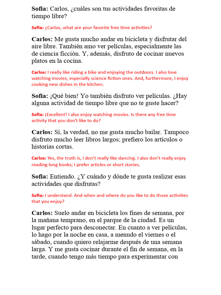 Dialogo de Ingles Semana 15 | PDF