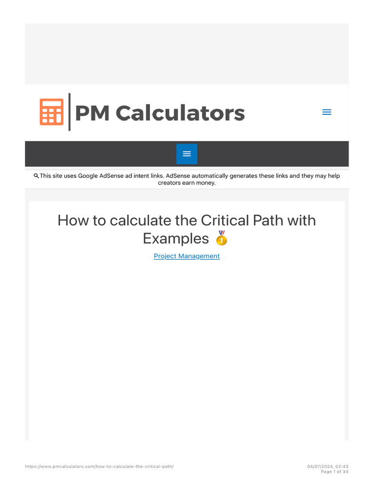 How To Calculate The Critical Path With Examples ? | PDF | Mean | Analysis