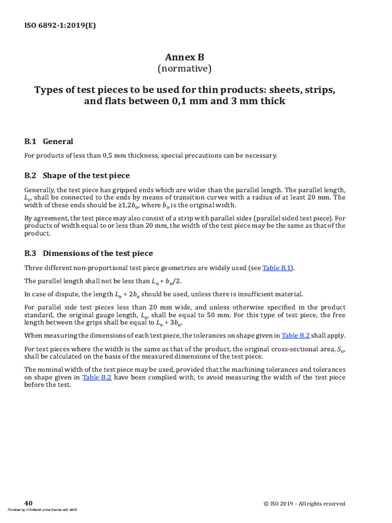 ISO 6892-1:2019 Test Piece Guidelines | PDF | Engineering Tolerance ...