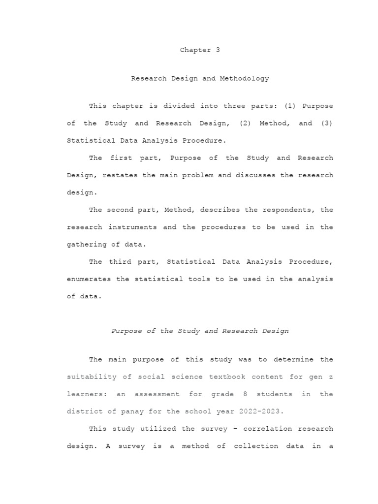 Research Design for Gen Z Textbook Suitability | PDF | Survey ...