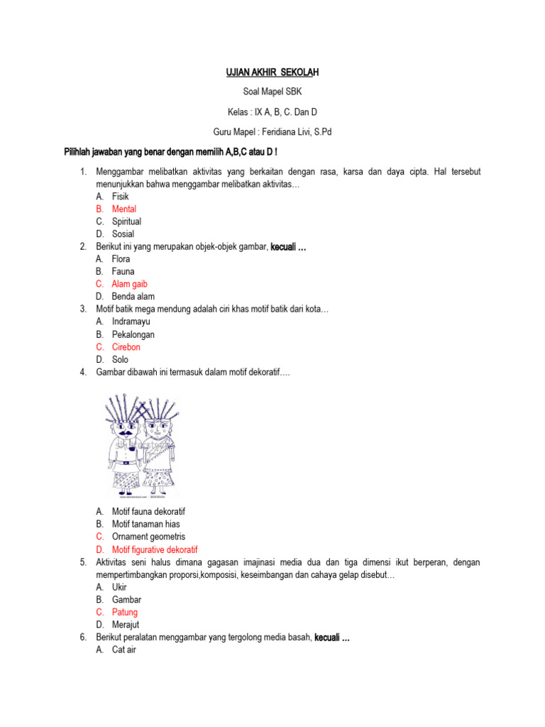 Kunci Jawaban Soal Ujian Akhir Sekolah | PDF