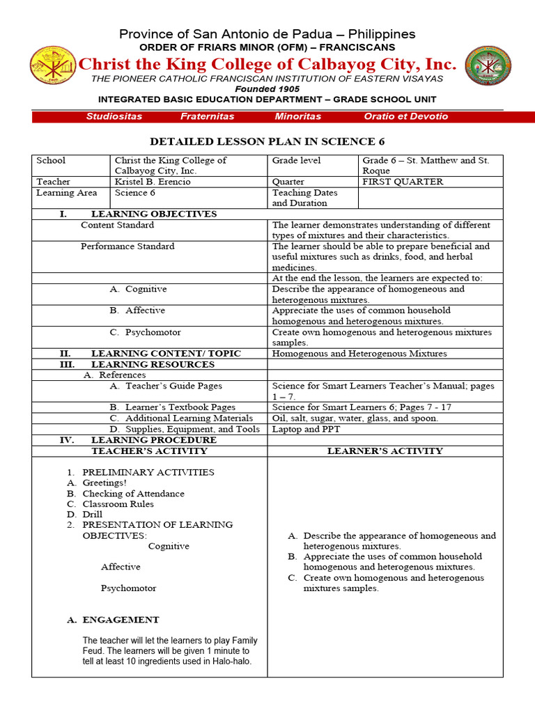 Lesson Plan 2024 | PDF | Mixture | Materials