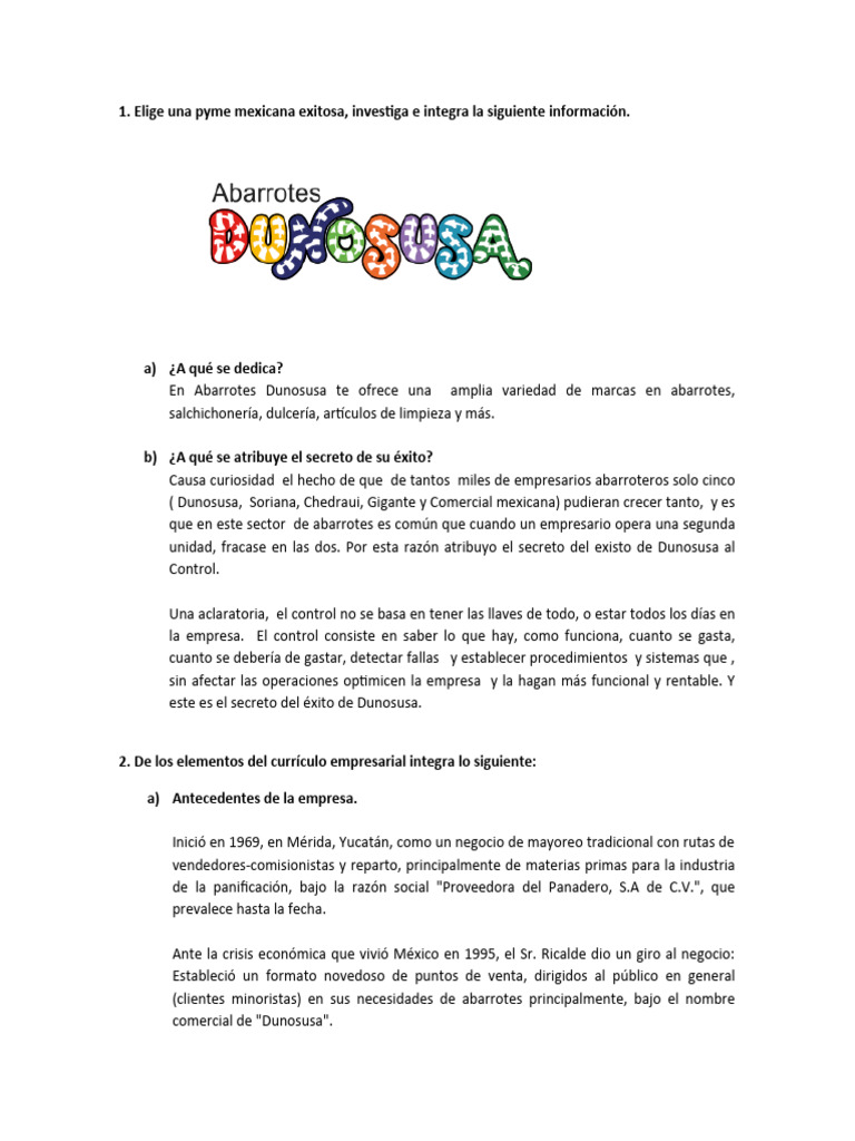 Éxito de Dunosusa: Claves y Estrategias | PDF | Business | Mercado ...