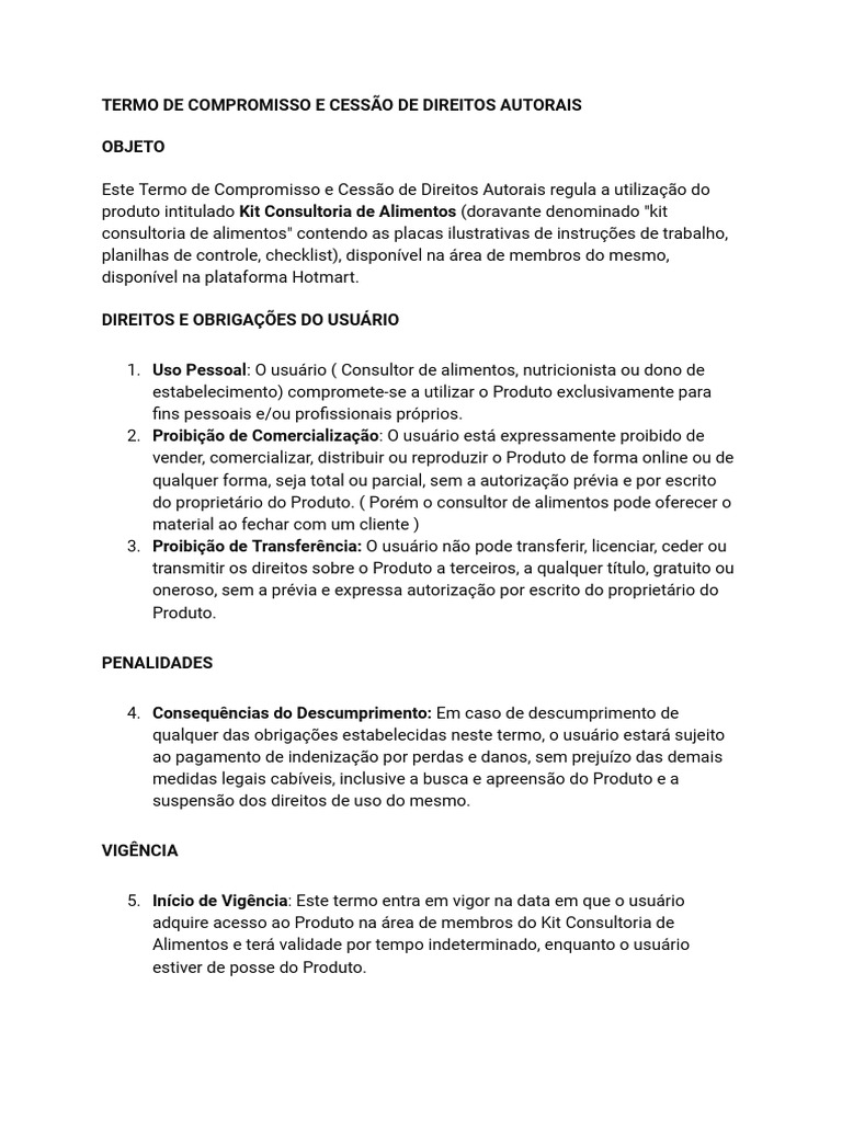 Termo De Compromisso E Cessão De Direitos Autorais Pdf Direitos